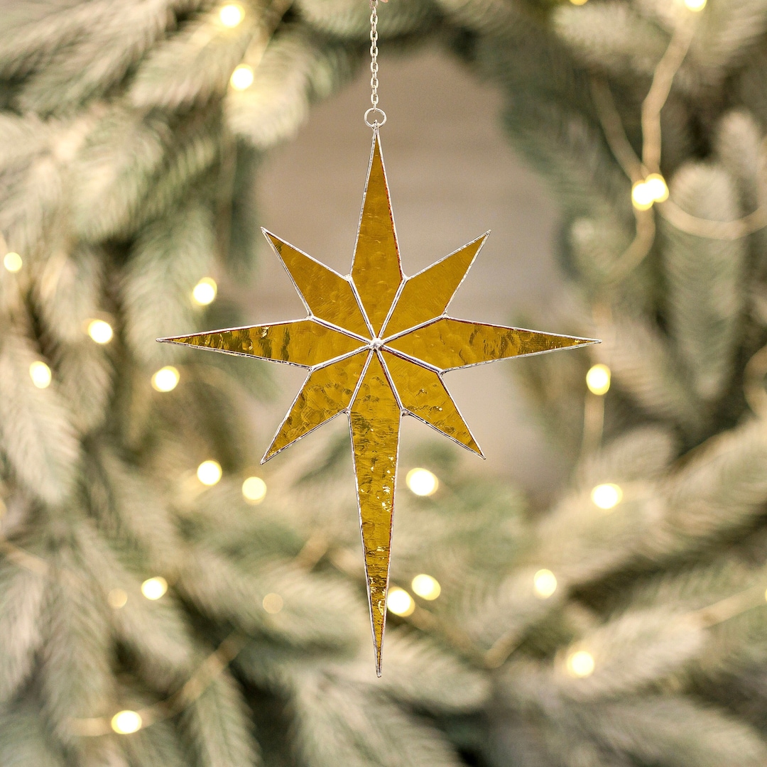 Stained Glass Christmas Star Window Hanging Suncatcher Star Ornament ...