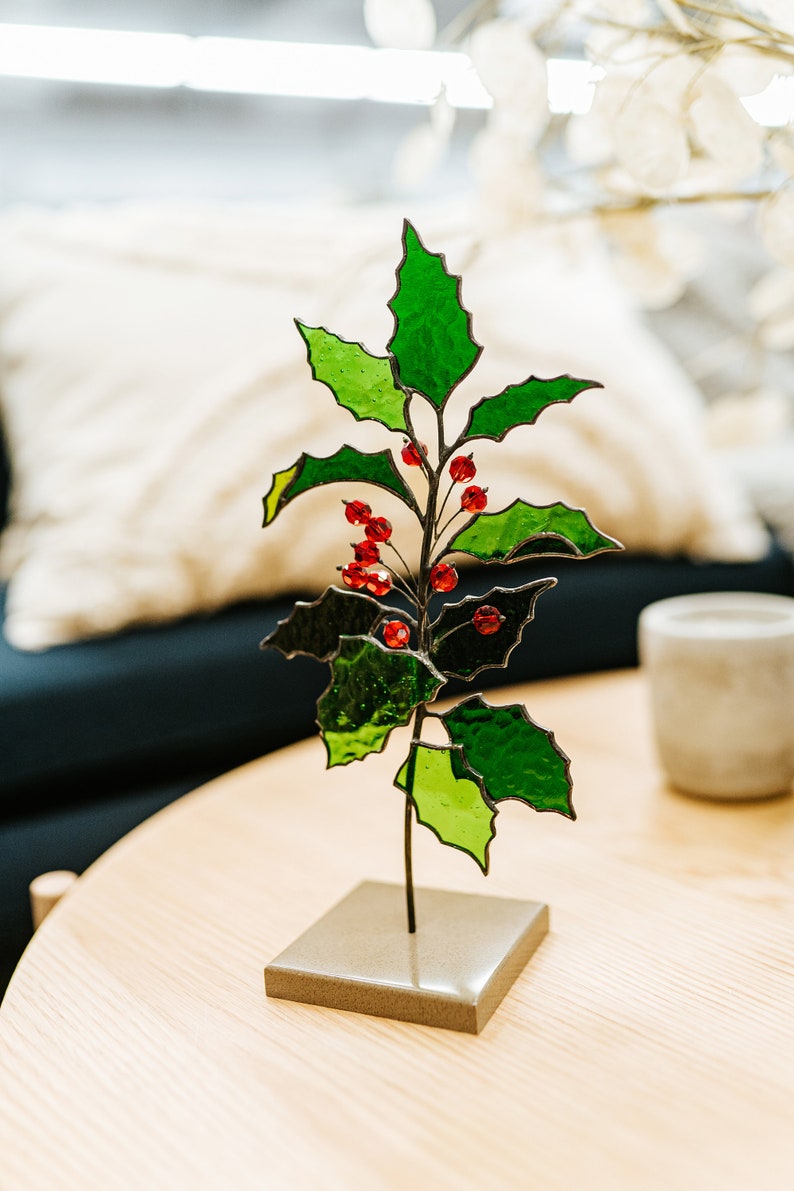 Stained Glass Suncatcher Mistletoe Home Decor Christmas - Etsy