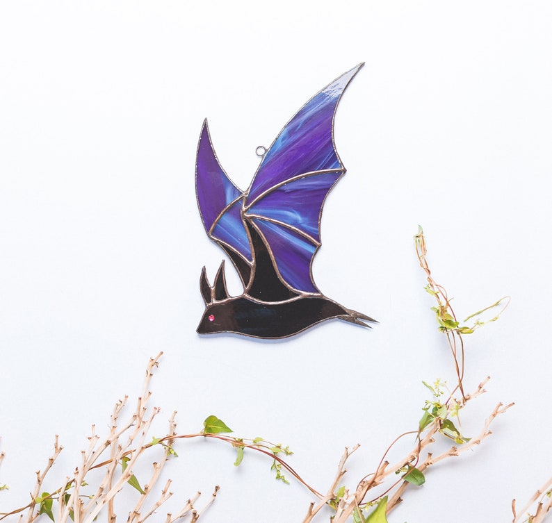 Halloween Stained Glass Bat Halloween Suncatcher Window - Etsy