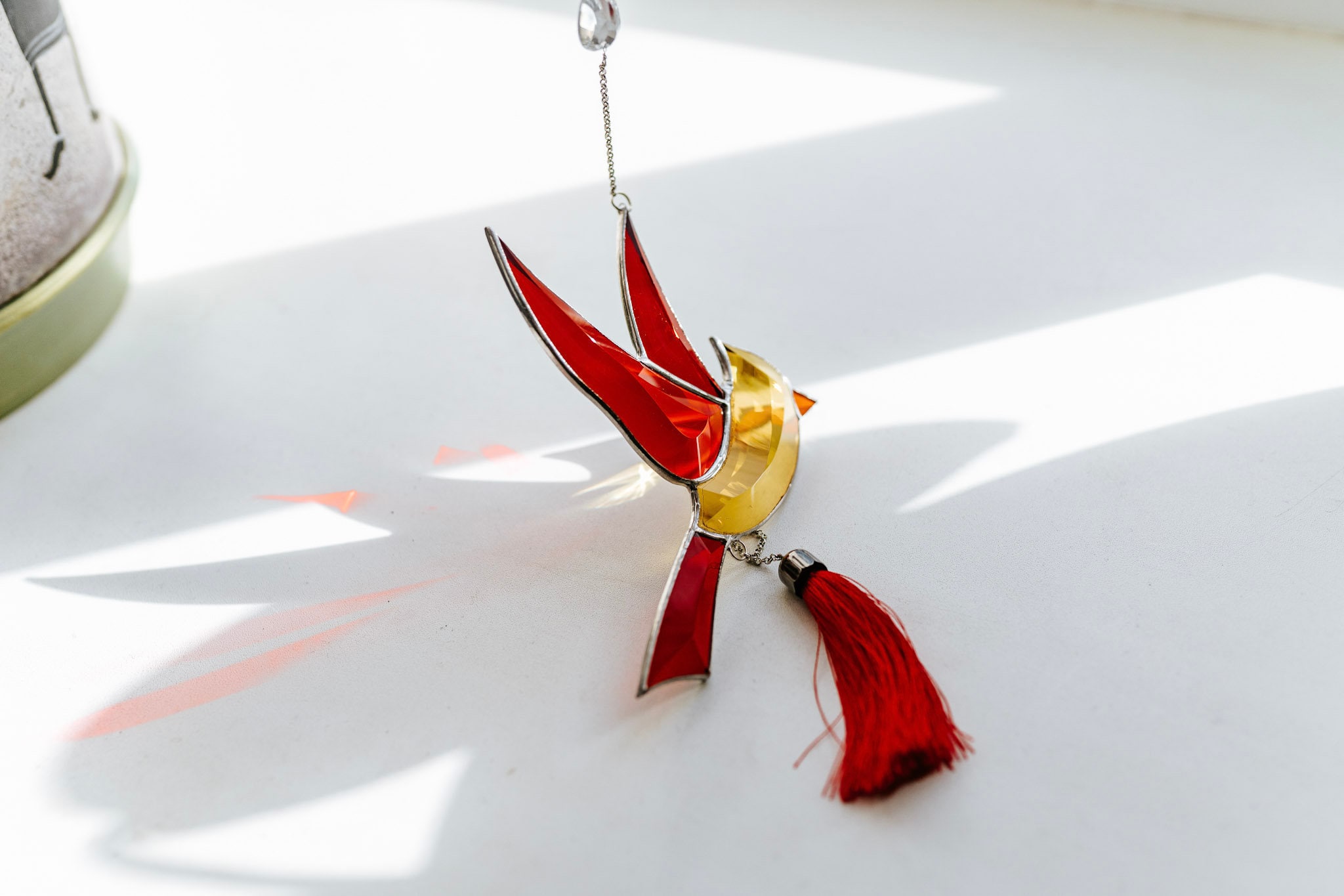 Red Cardinal Stained Glass Memorial Male With Tassel Trim | Etsy