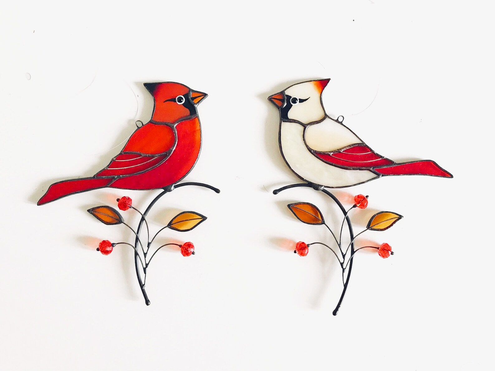 Male Red Cardinal Stained Glass Suncatcher Window Hanging | Etsy