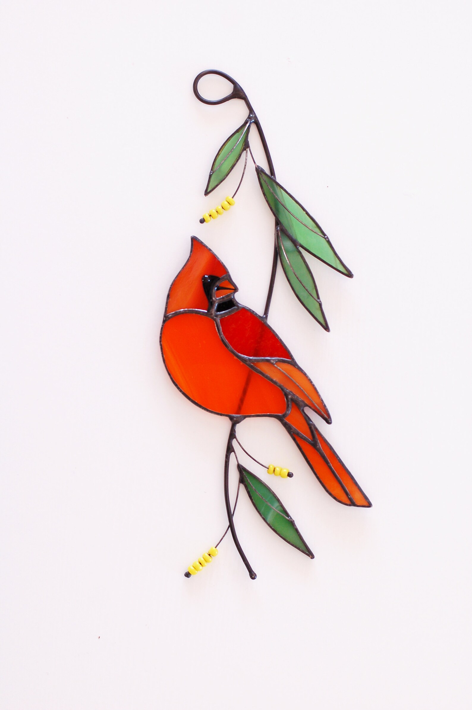 Red Cardinal Stained Glass Window Hanging Custom Suncatcher Home Decor ...