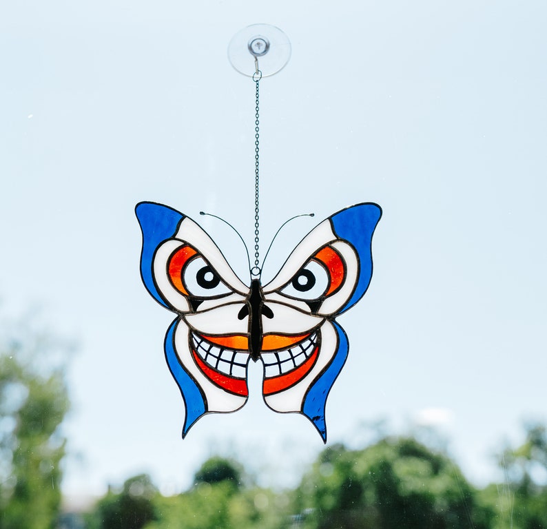 Halloween Decor Stained Glass Mask Window Hangings Stained - Etsy