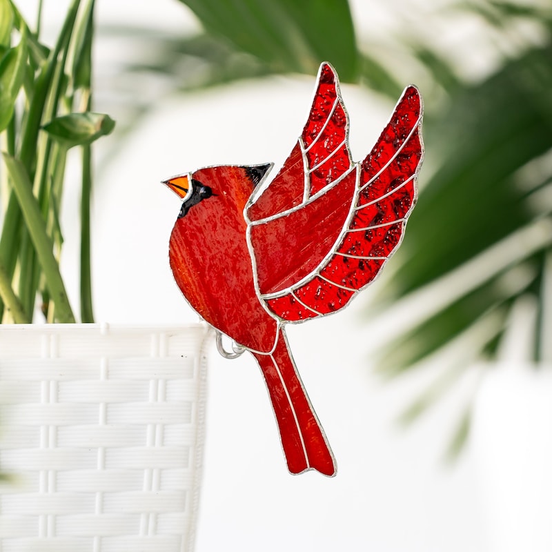 Glass Red Cardinal Yard - Etsy UK