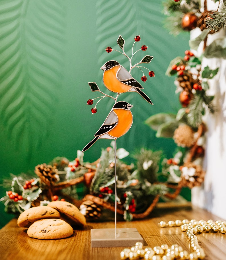 Stained Glass Suncatcher on a Stand Two Birds Sun Catcher - Etsy