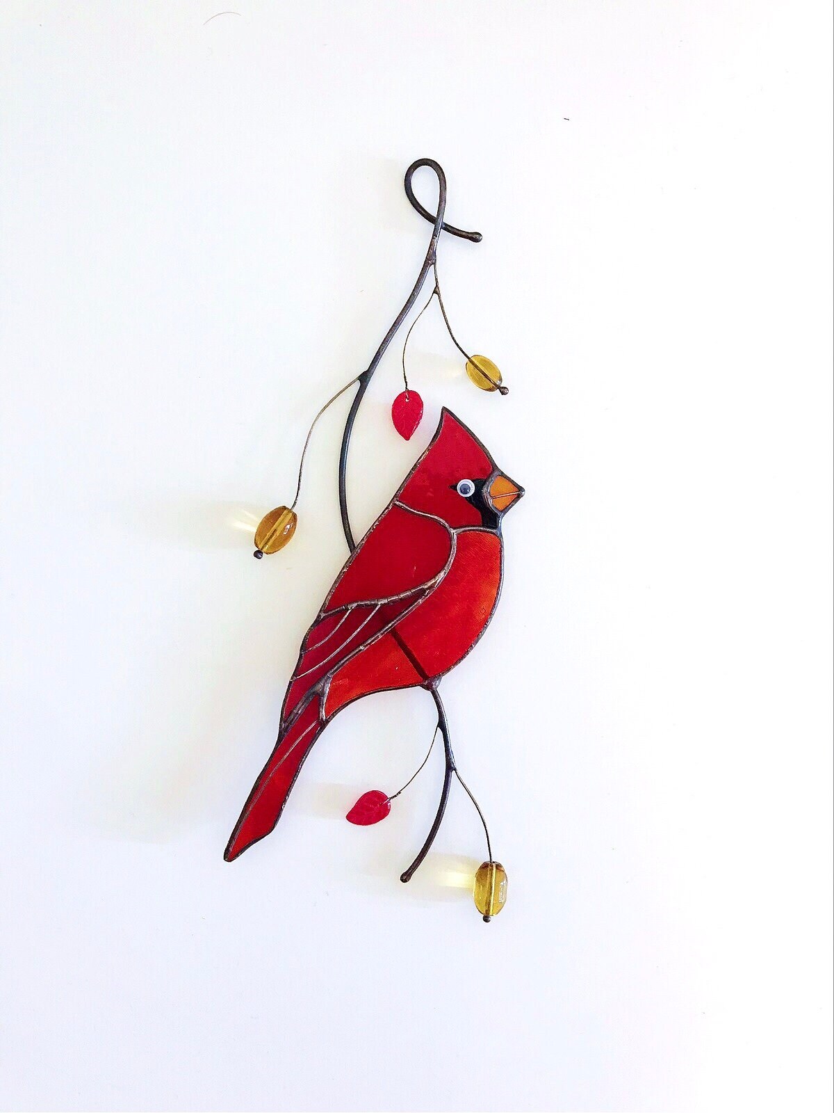Suncatcher Red Cardinal Stained Glass Window Hanging Home - Etsy Canada