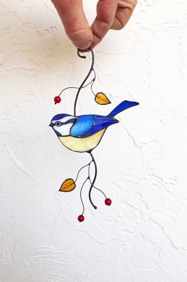 Chickadee Stained Glass Suncatcher British Bird Stained Glass - Etsy