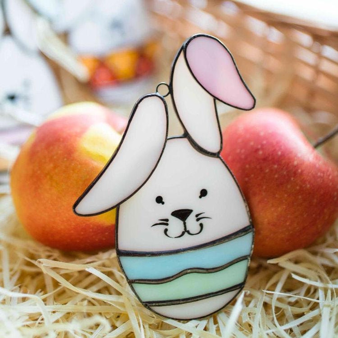 Stained Glass Bunny Suncatcher Easter Window Hanging Spring Gift Decor ...