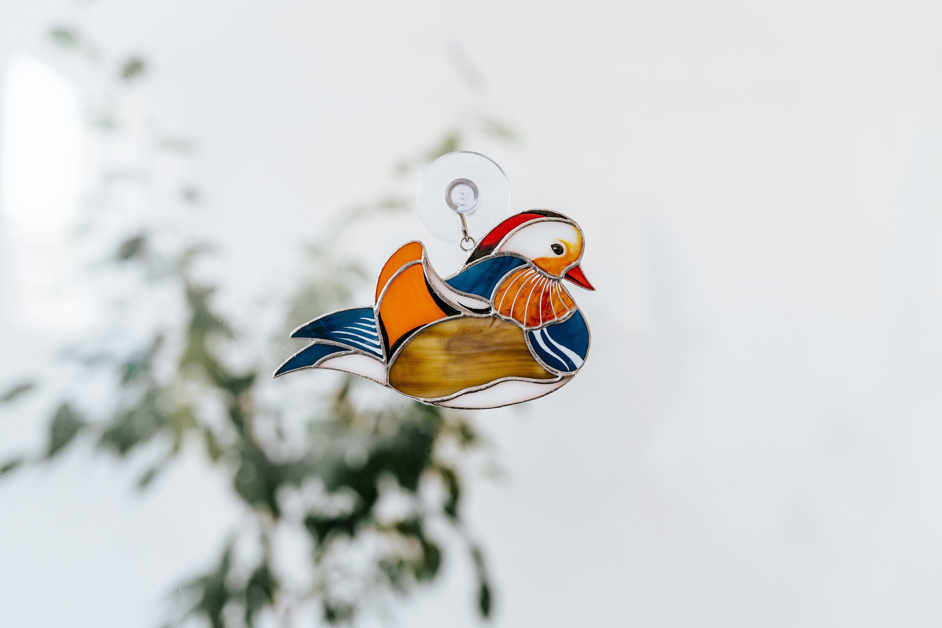 Suncatcher Stained Glass Window Hanging Mandarin Duck Unique - Etsy