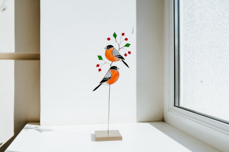 Stained Glass Suncatcher on a Stand Two Birds Sun Catcher - Etsy