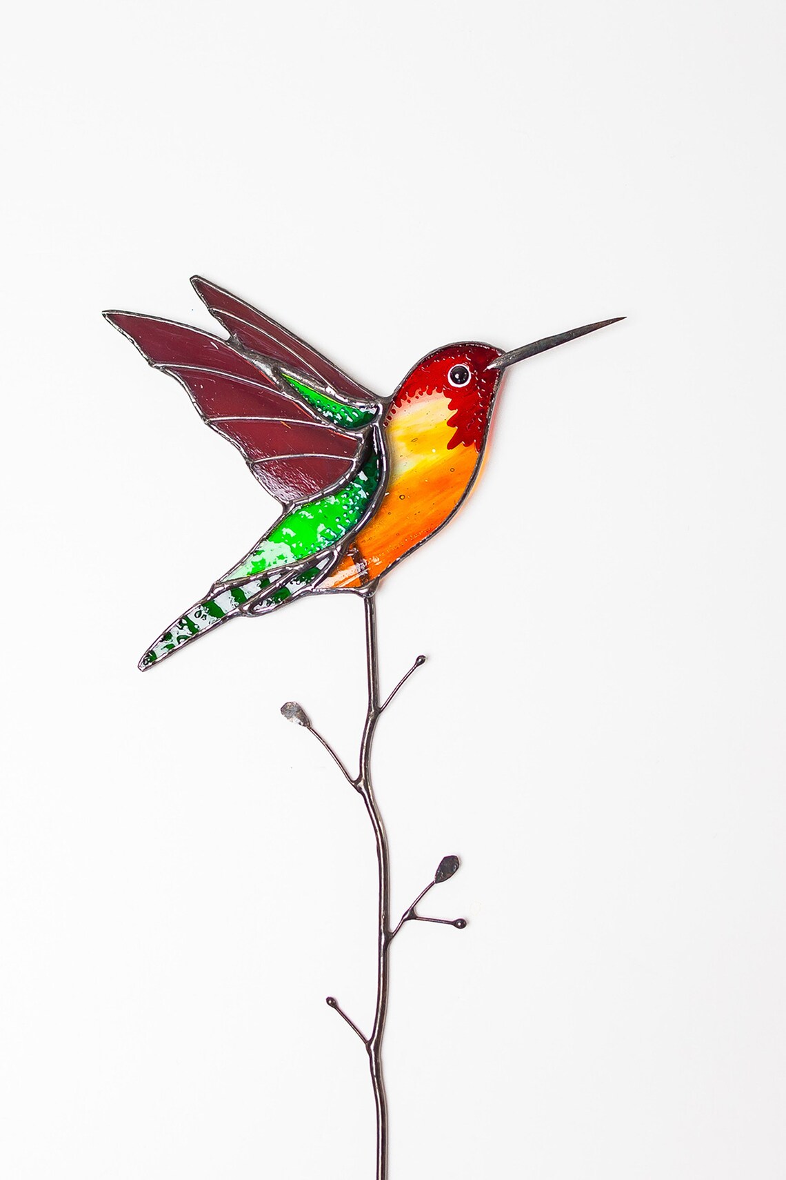 Stained Glass Hummingbird Garden Stake Modern Decor Bird Lover - Etsy