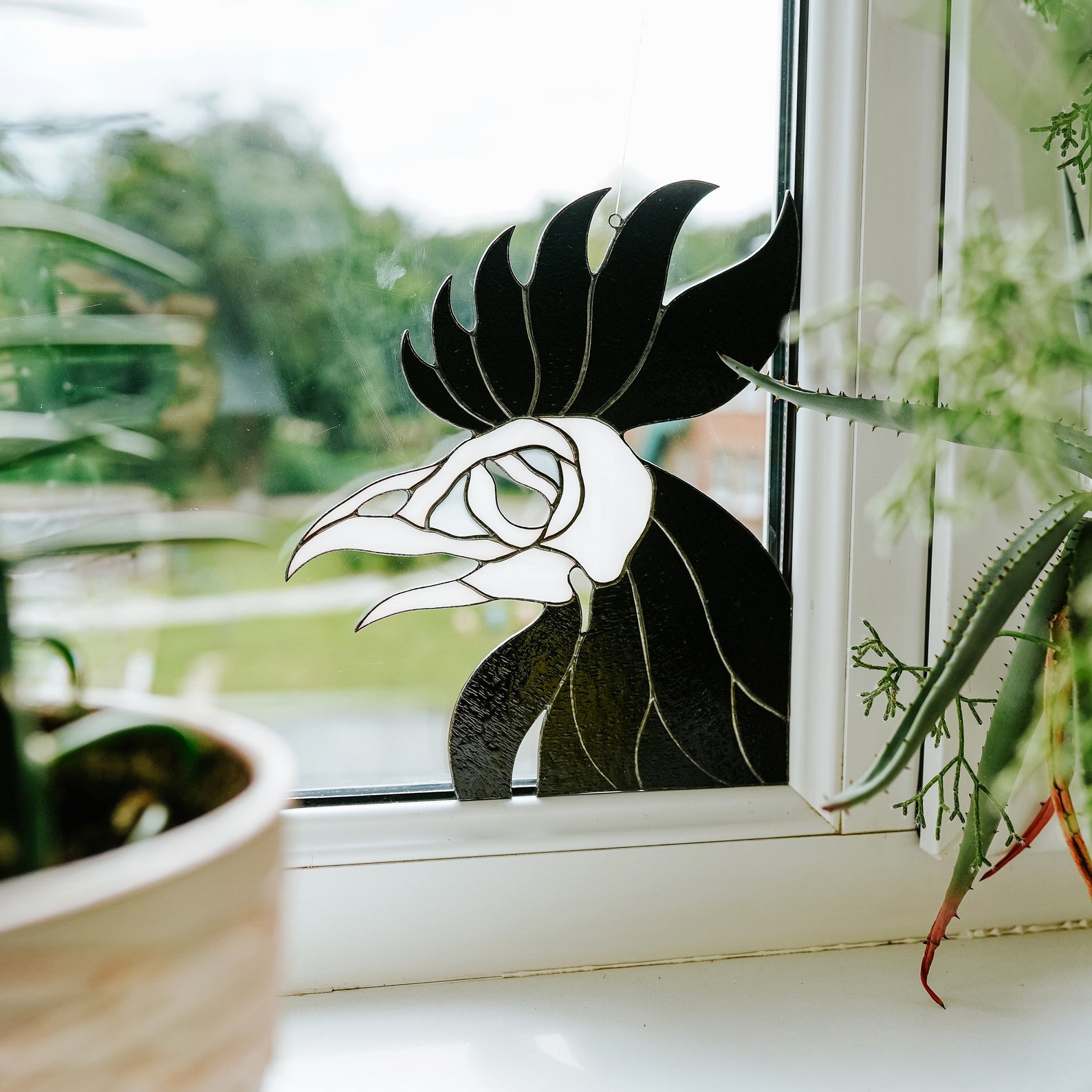 Rooster Stained Glass Gothic Window/wall Decor Halloween - Etsy