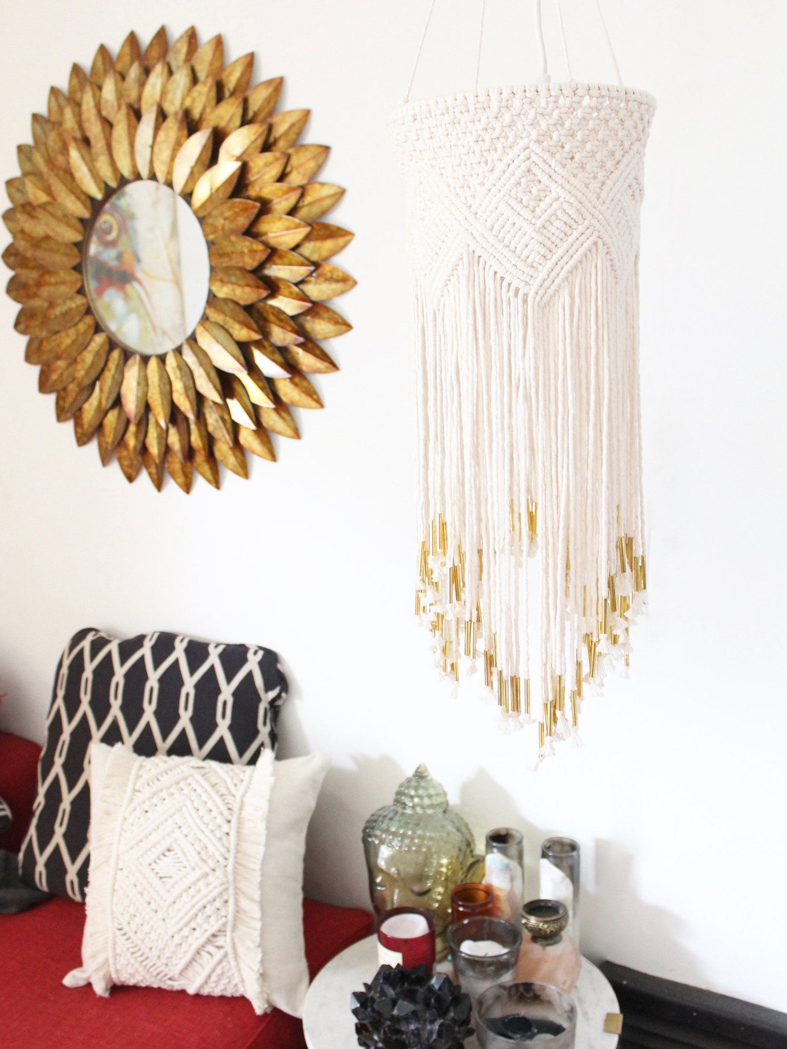 Macrame Chandelier Macrame Hanging Light Macrame Lantern | Etsy