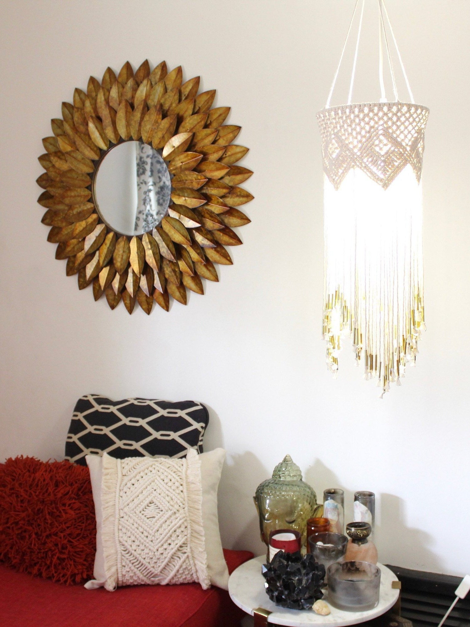 Macrame Chandelier Macrame Hanging Light Macrame Lantern | Etsy