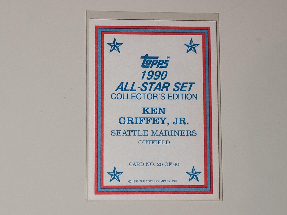 1990 Topps All Star Set Collector's Edition Ken Griffey Jr Baseball ...