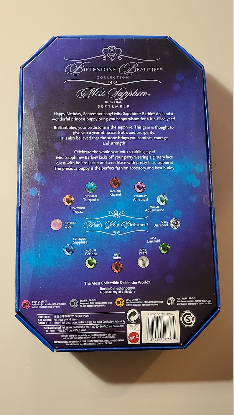 Barbie Collector Pink Label Birthstone Beauties September Miss Sapphire ...
