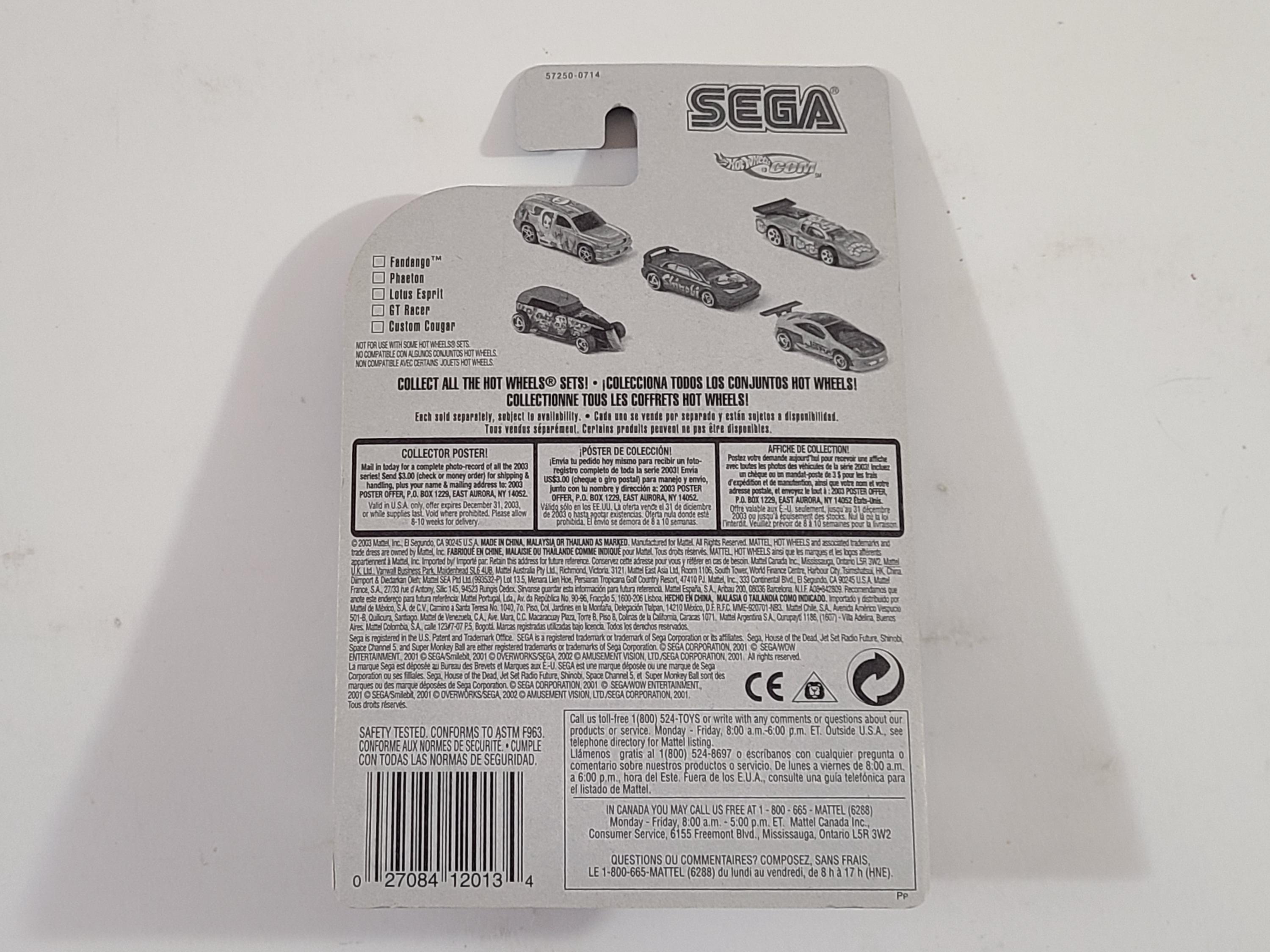 GT Racer 2003 Sega Hot Wheels Car (brand New & Sealed) Cardboard Not ...