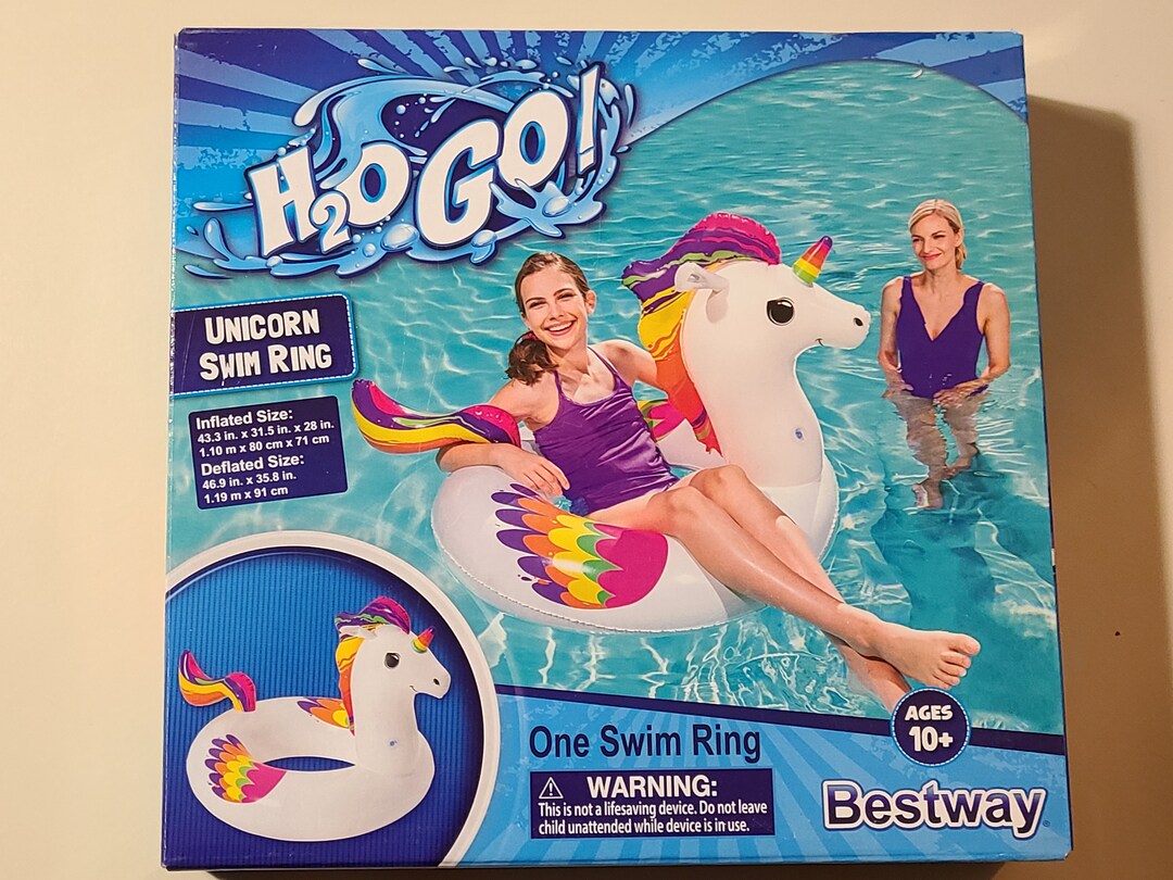 H2O Go! Inflatable Unicorn Swim Ring Tube Float by Bestway for Ages 10 ...