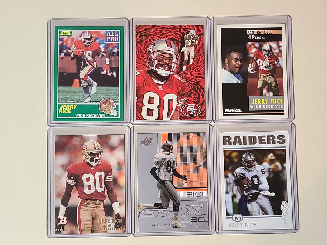 Jerry Rice 6 Football Card Lot Score, Pacific, Pinnacle, Spx, Topps - Etsy