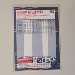 1988 Fleer Edgar Martinez Rookie RC Baseball Card - Etsy