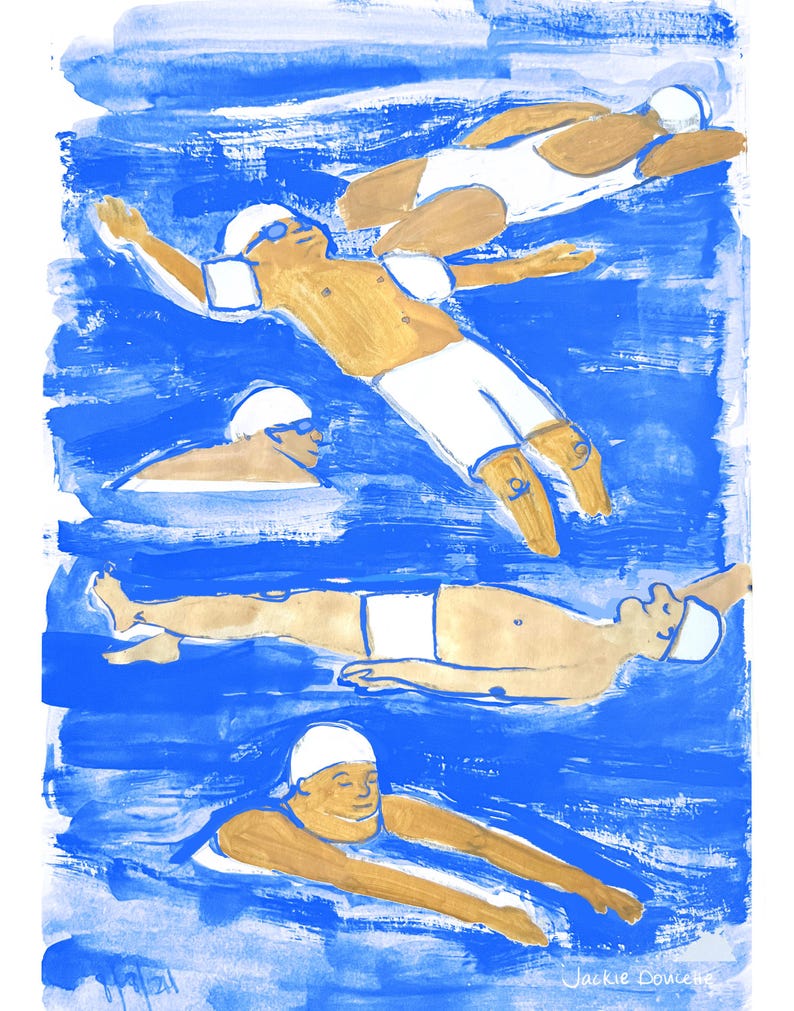 Blue Pool Swimmers | Swimming Art Print | Swim Team Art | Nautical ...