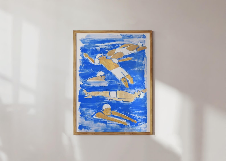 Blue Pool Swimmers | Swimming Art Print | Swim Team Art | Nautical ...
