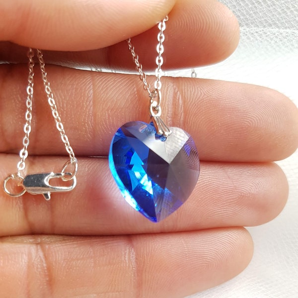 Blue Heart Necklace - Etsy