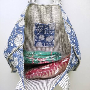 Handmade Quilted Tote Shopping Bag, Block Print Cotton Market Bag ...