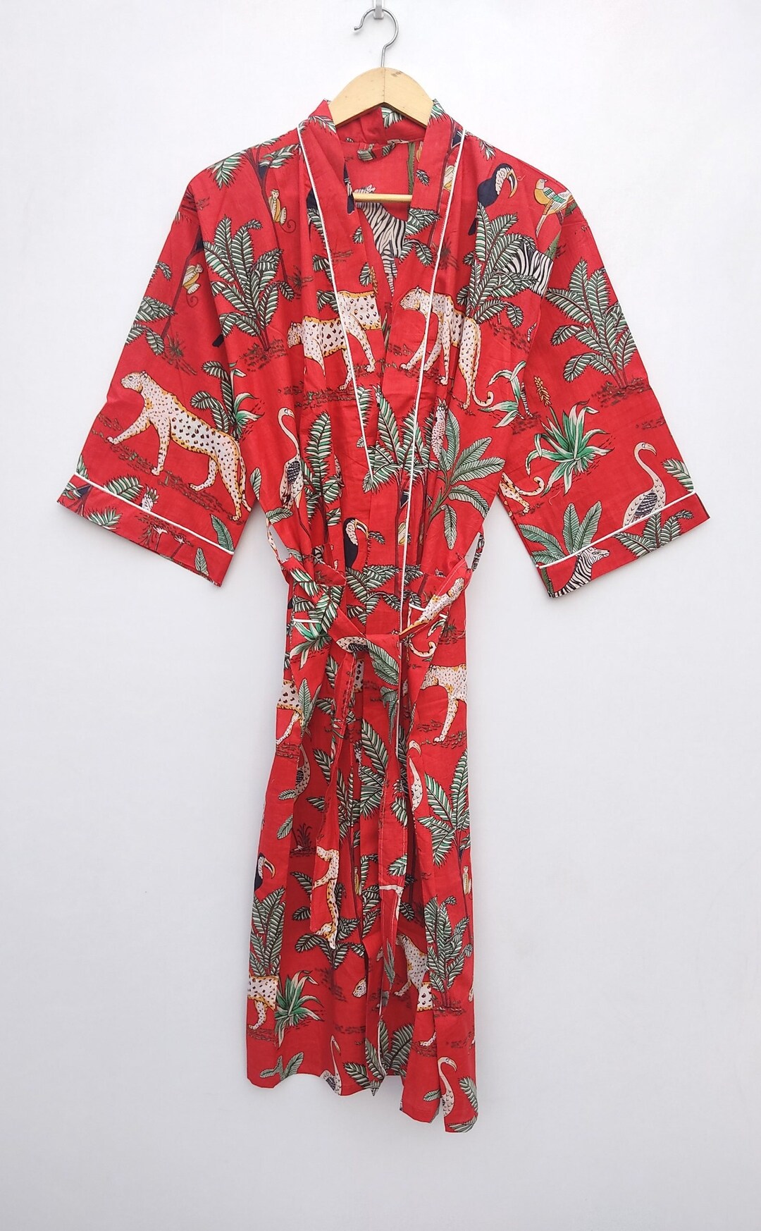 Womens Kimono Robes Jungle Print Cotton Kimono Robes - Etsy