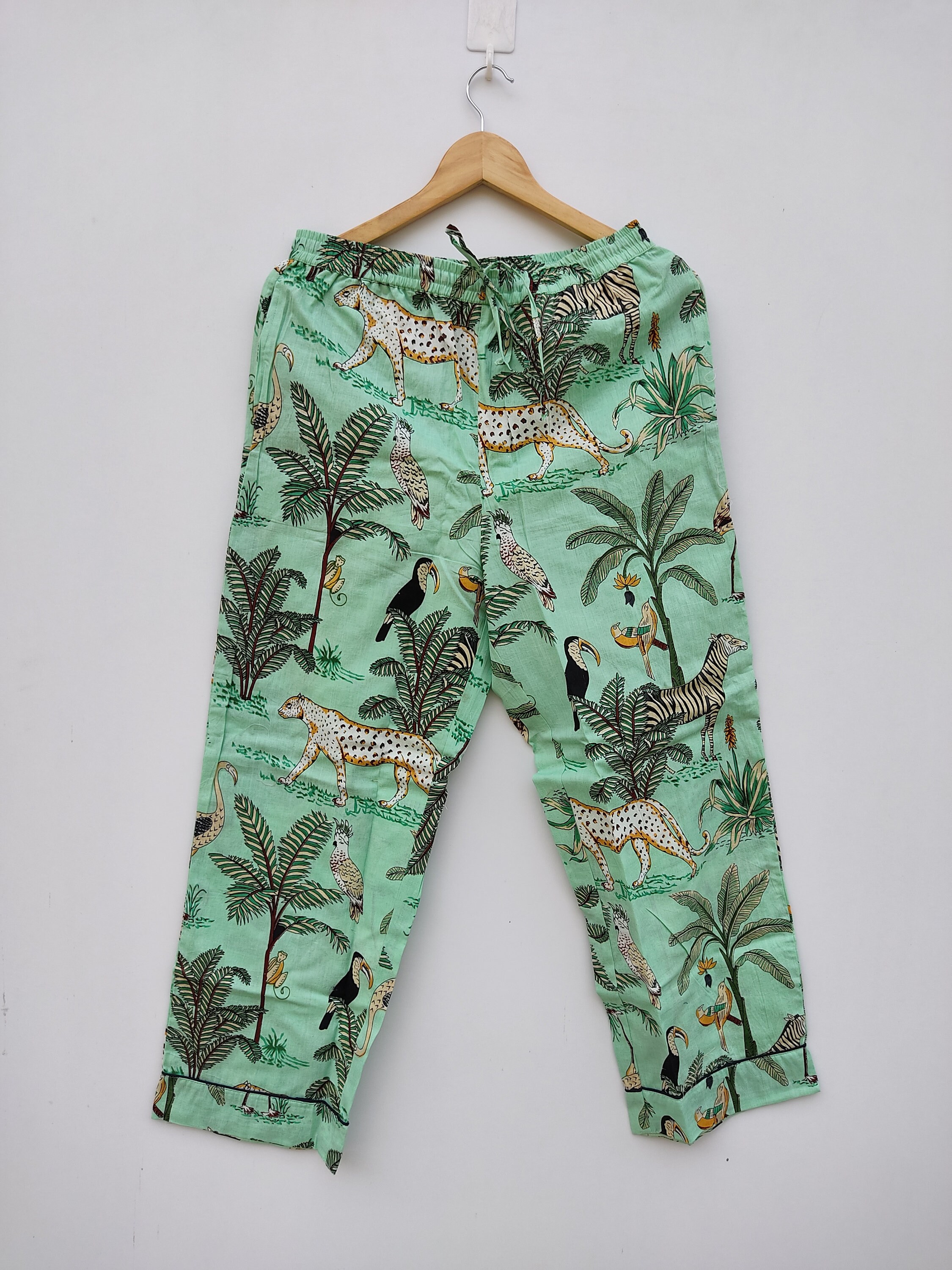 Bird Print Cotton Pajama Pants Women Lounge Pants Beach - Etsy