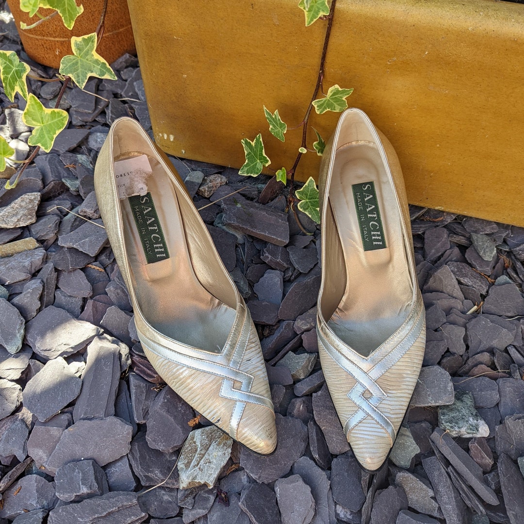 Gold Pointed Toe High Heels, UK 5, Saatchi Shoes, Full Leather Heels - Etsy