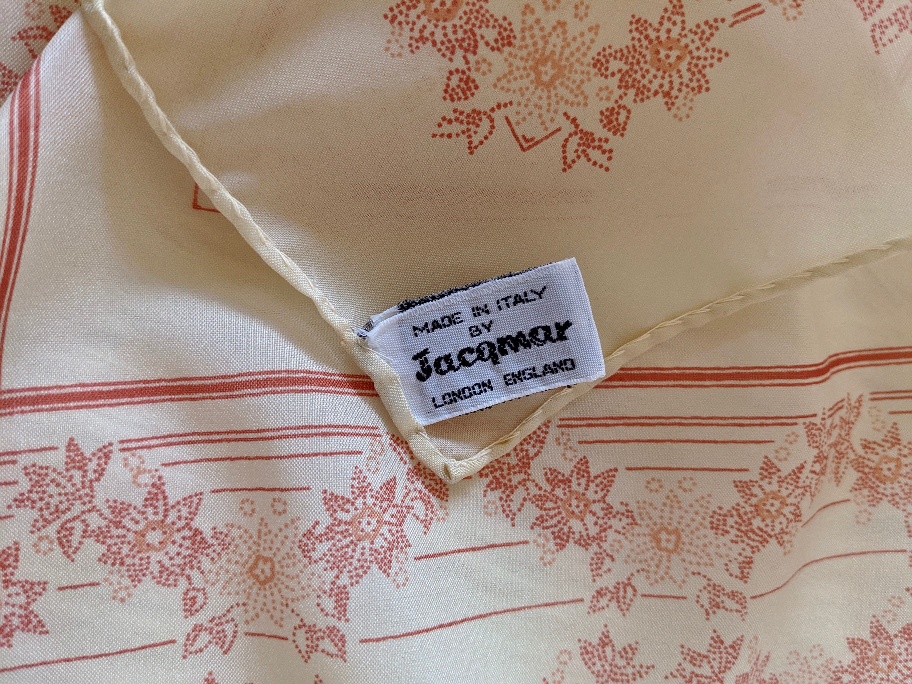 Vintage Jacqmar Scarf, Red and Cream Pattern Scarf, Floral Pattern ...