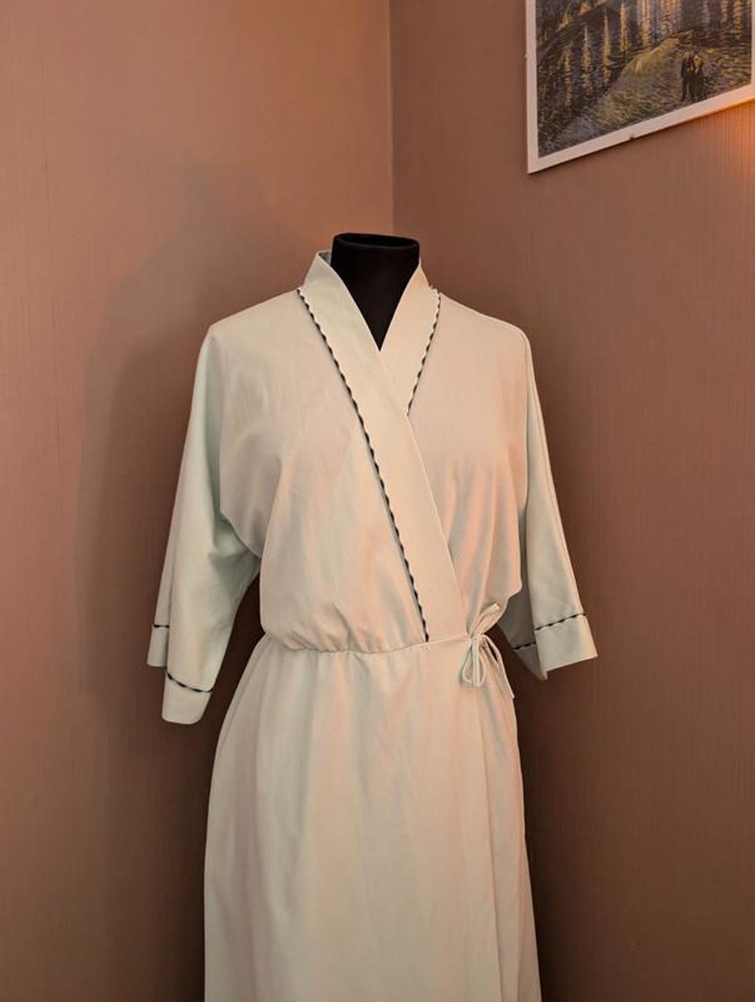 Mint Green Kimono-style Robe With Wrap Tie | Size Medium, !980's ...