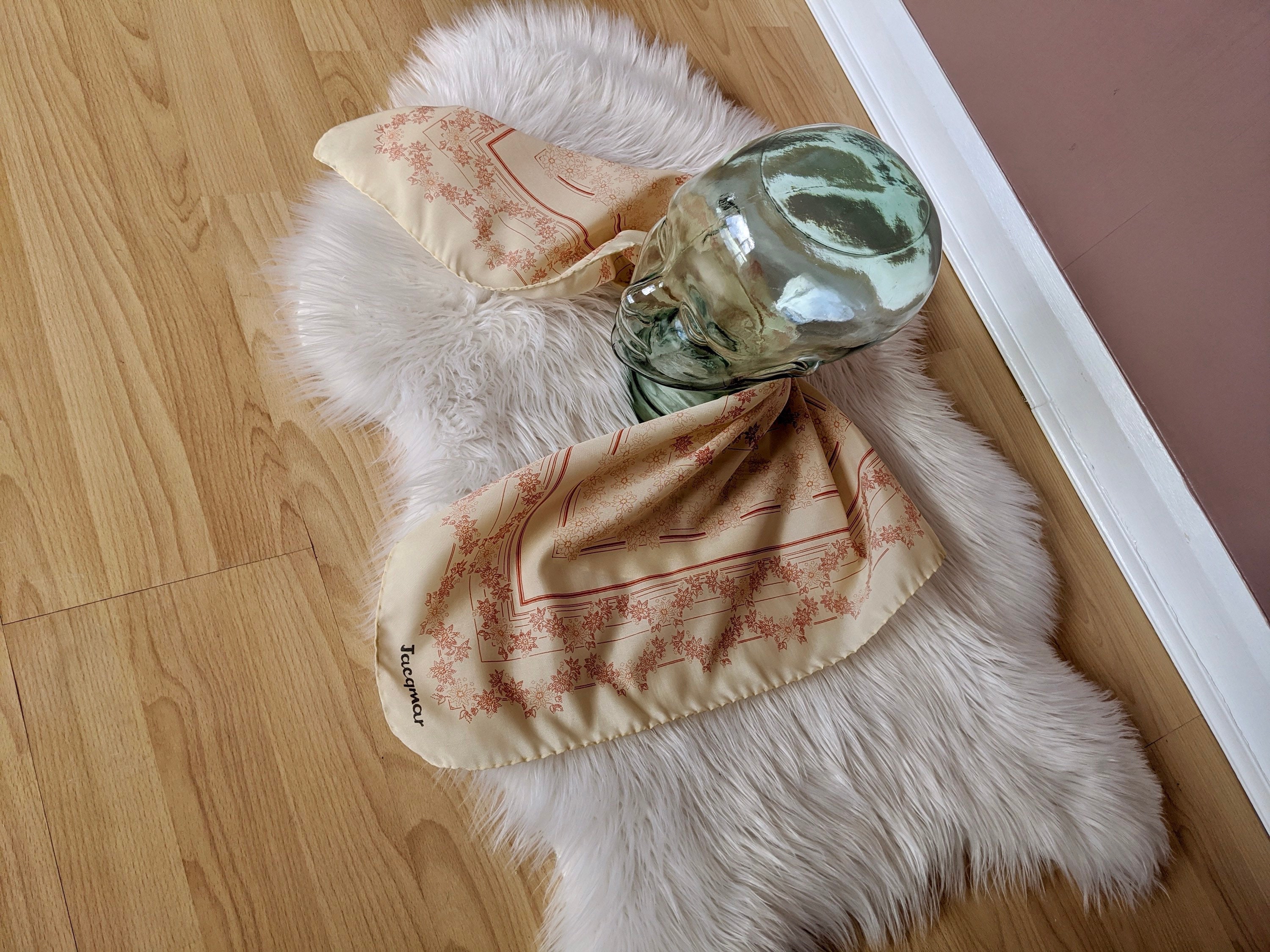 Vintage Jacqmar Scarf, Red and Cream Pattern Scarf, Floral Pattern ...