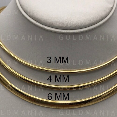 14K Solid Yellow Gold Round Omega Chain Necklace 16 - Etsy