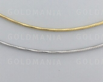14K Solid Yellow Gold Round Omega Chain Necklace 16 | Etsy