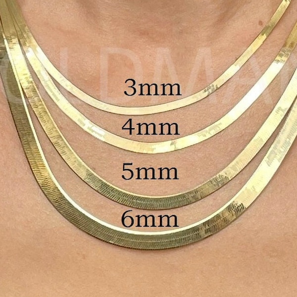 14k Gold Herringbone Necklace - Etsy