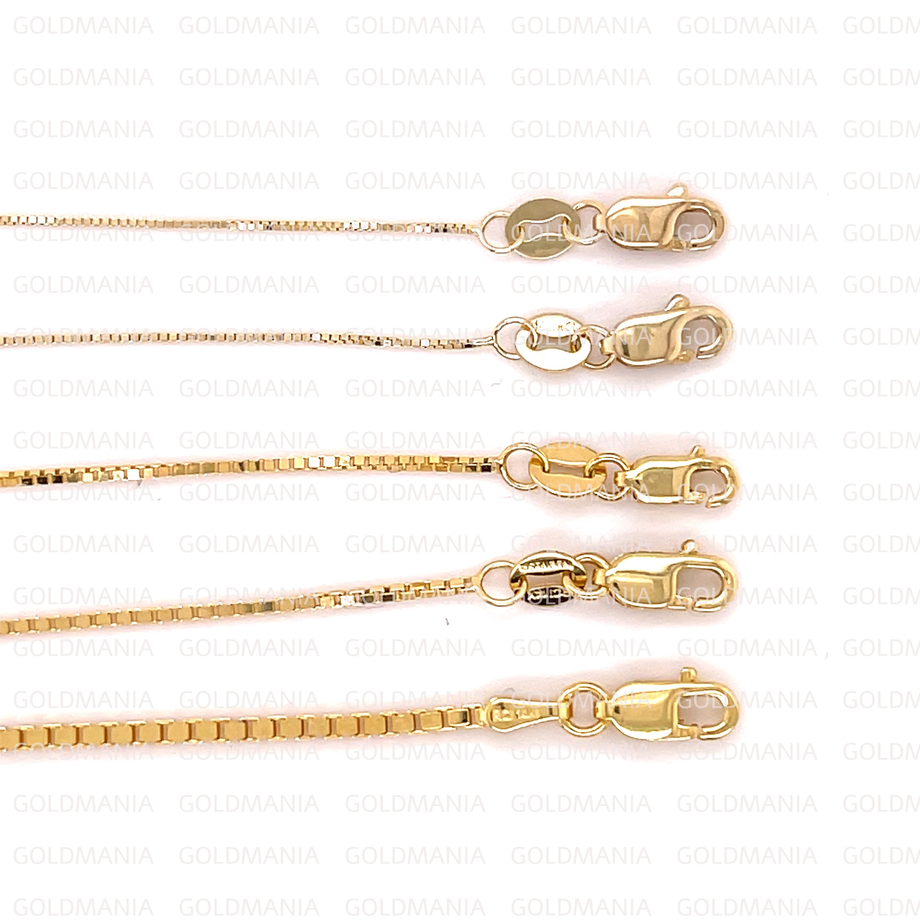 10K Solid Yellow Gold Box Chain Necklace 16-30 Inch | Etsy