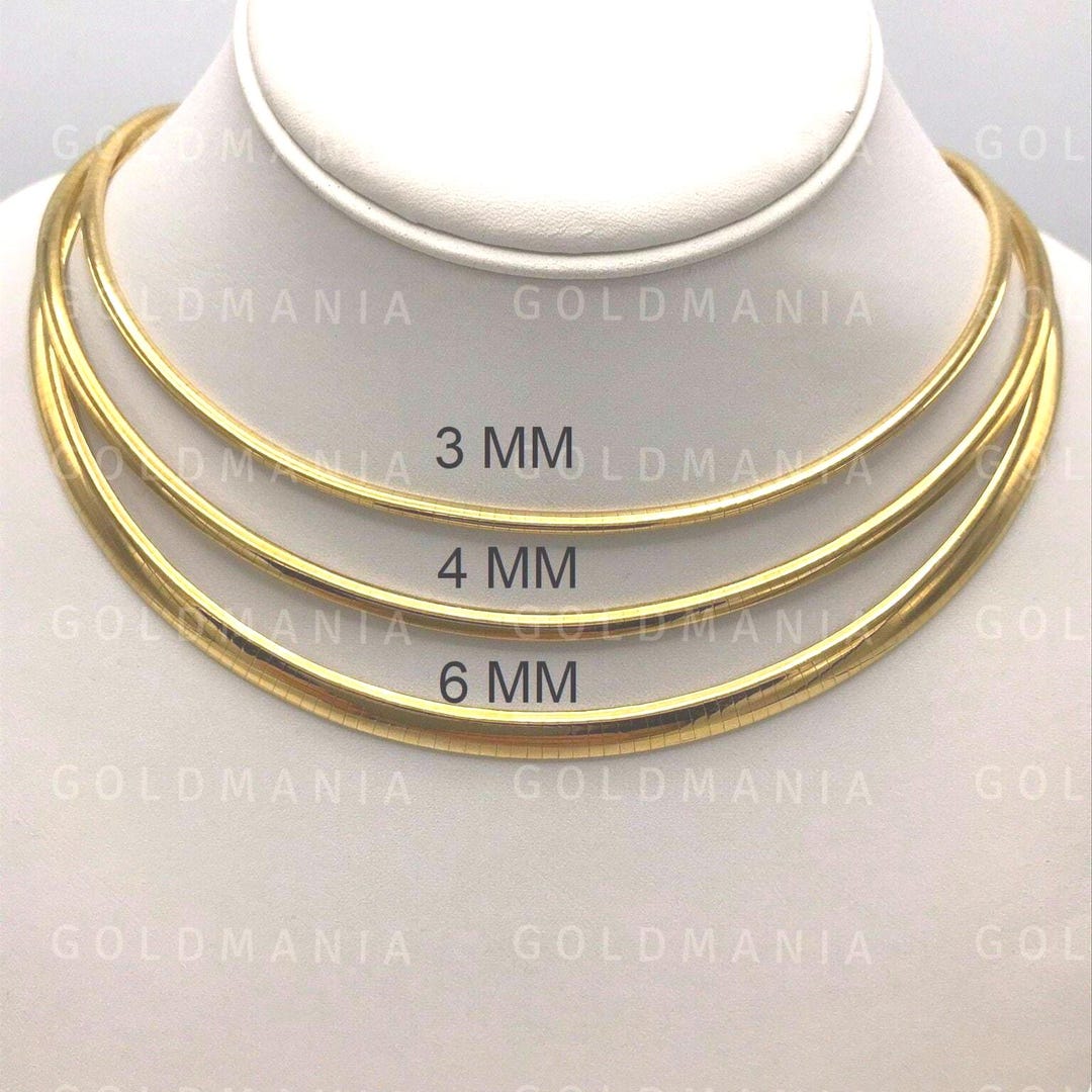 14K Solid Gold Omega Necklace: 3MM-6MM Thick, 16-20 Inch - Etsy