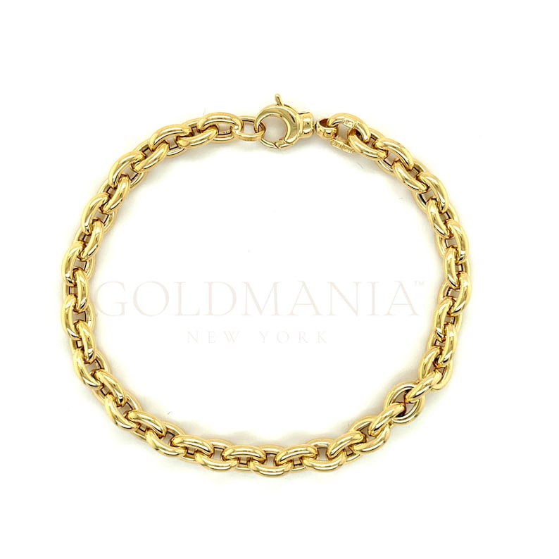 14K Yellow Gold Oval Link Rolo Bracelet: 6.2mm Thick / 7.5" - Etsy Canada