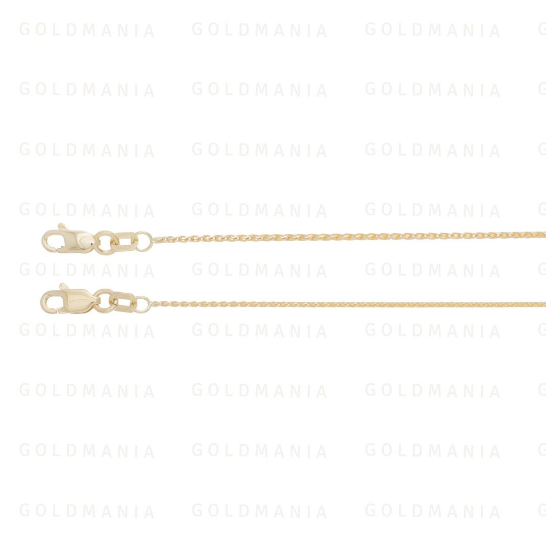 14K Two Tone Solid Gold 14K Wheat Chain Necklace, 16 18 20 Inch, 0.8mm ...