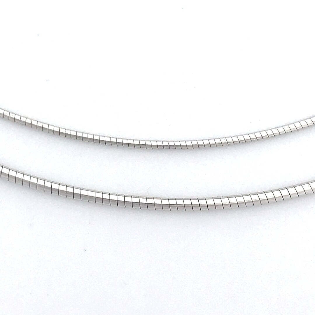 14K Solid White Gold Omega Necklace, Round Omega Chain, Real Gold ...
