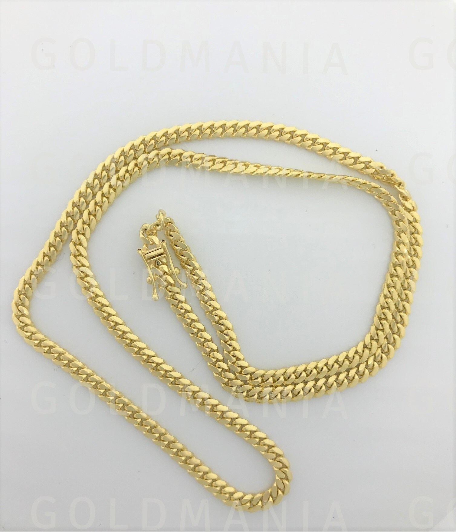 14K Solid Yellow Gold Miami Cuban Link Chain Necklace | Etsy