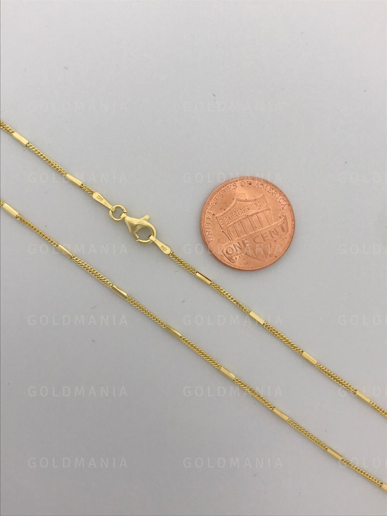 Solid 14K Yellow Gold Bar Station Chain Necklace 16 | Etsy