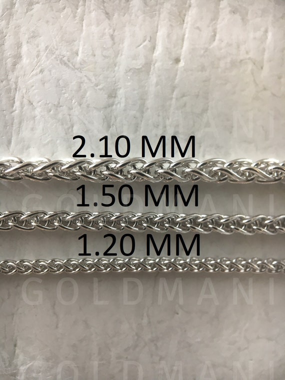 14K Solid White Gold Wheat Chain Necklace 16-30 Inch - Etsy