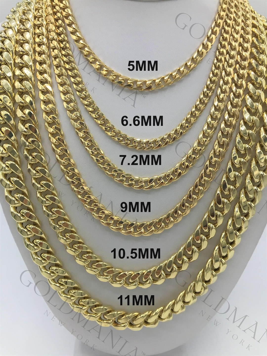 14K Yellow Gold Miami Cuban Link Chain: Real Gold, Men Women - Etsy