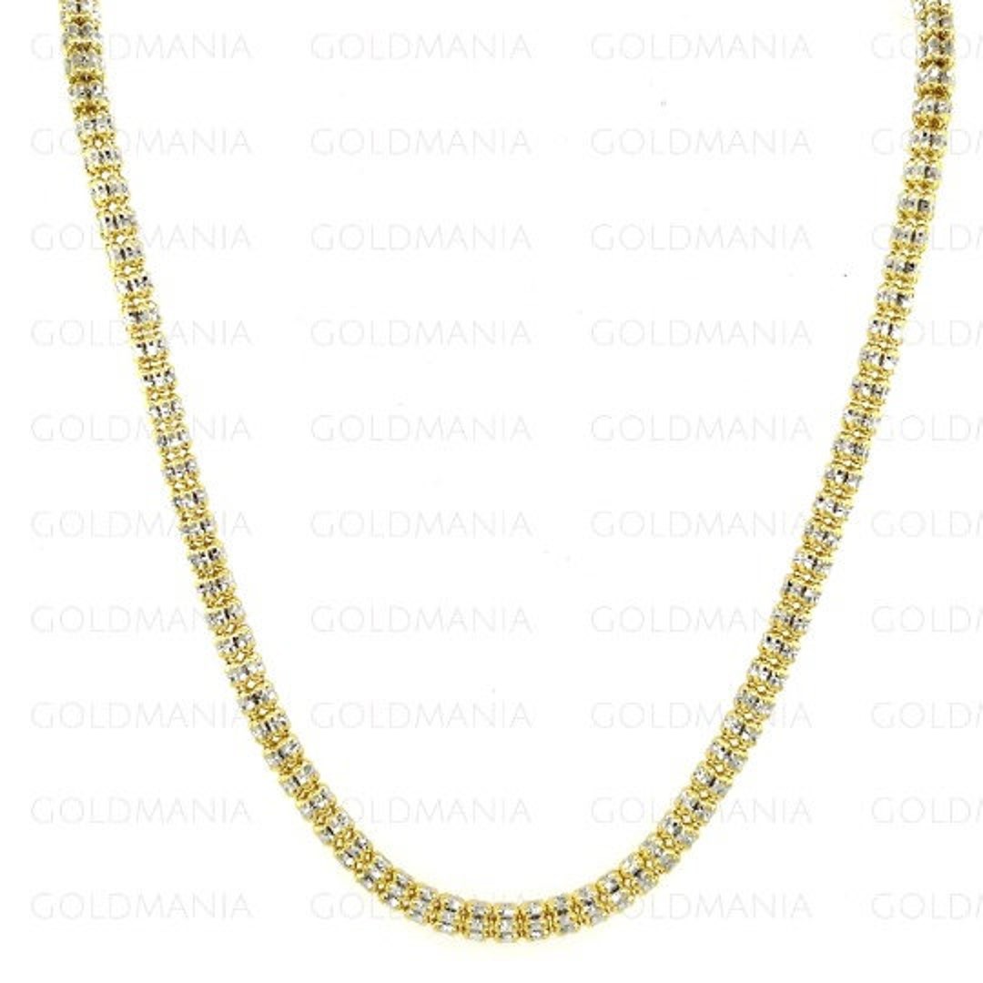 14K Gold Two Tone Chain Necklace, 18 20 22 24, 2.75mm 3.15mm 3.25mm ...
