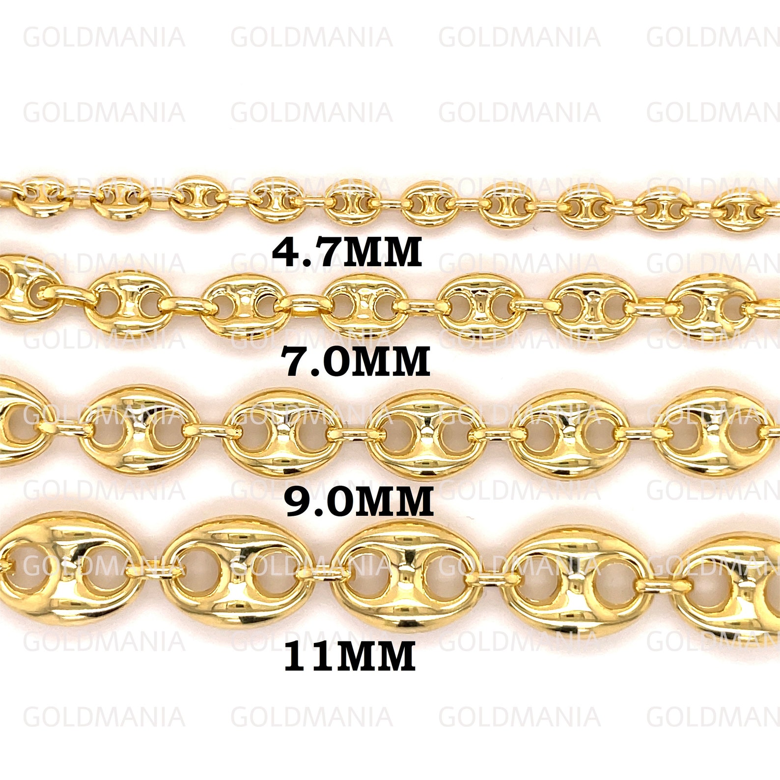 14K Gold Puffed Mariner Link Chain Necklace - 4.7mm to 11mm - Etsy