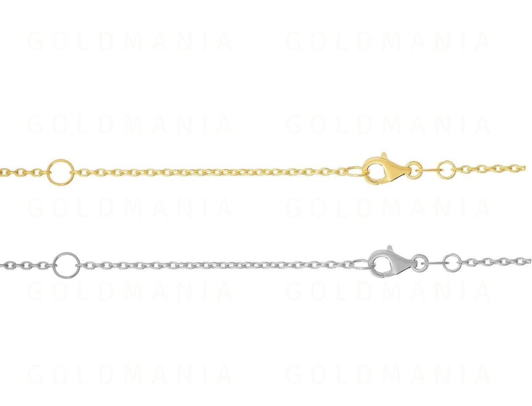 14K Solid Gold Round Cable Link Chain Necklace 16 - Etsy