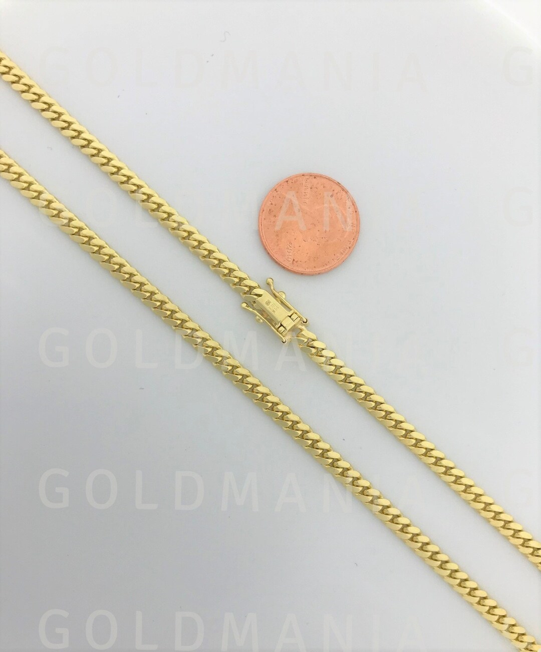 14K Solid Yellow Gold Miami Cuban Link Chain: 4mm Thick - Etsy